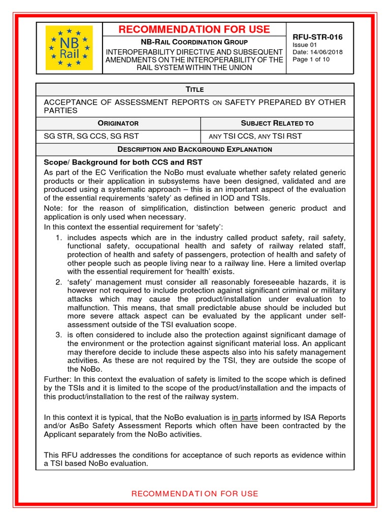 RFU-STR-016 Acceptance of Safety Assessments | PDF | Verification And ...