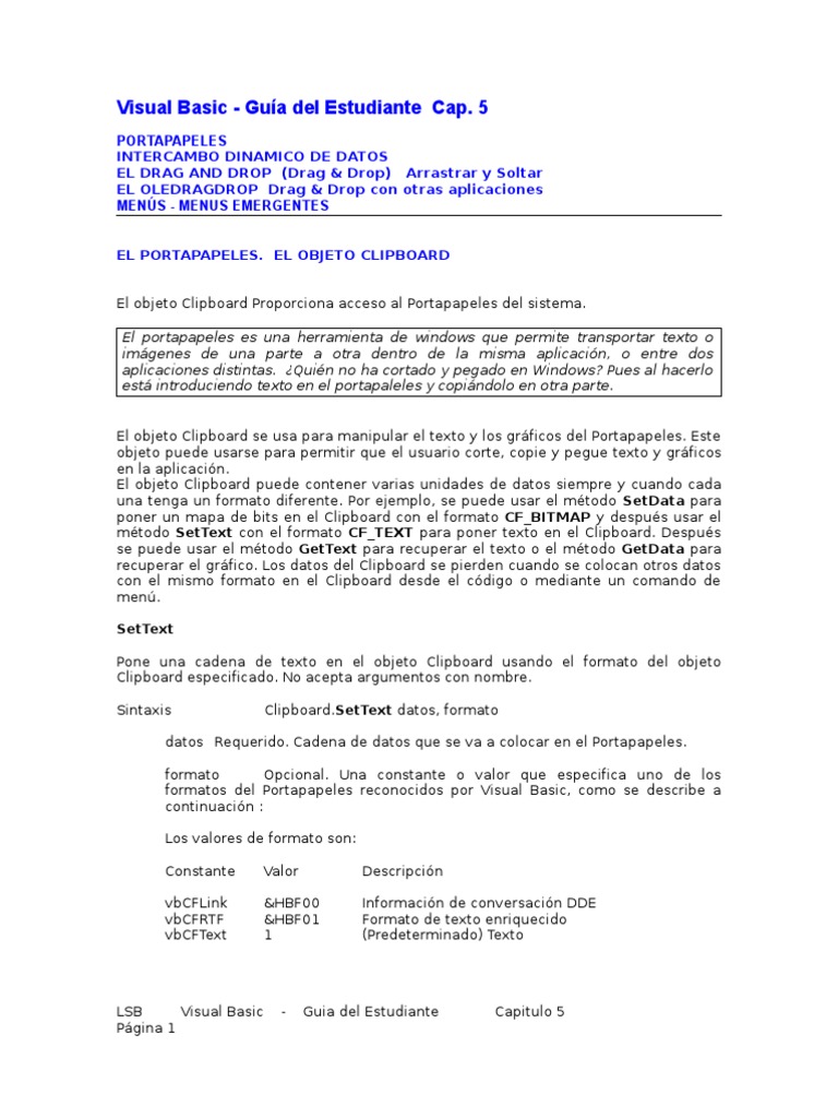Capitulo 5 Visual Basic | PDF | Básico | Point and Click