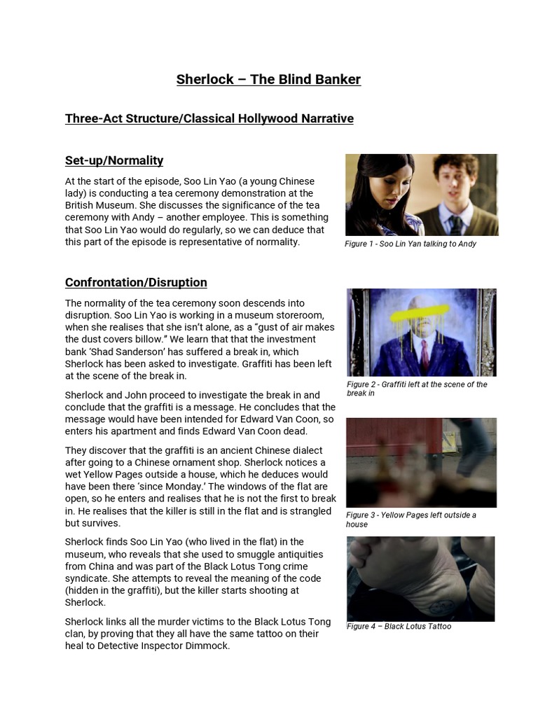 Sherlock - The Blind Banker: Three-Act Structure/Classical Hollywood ...