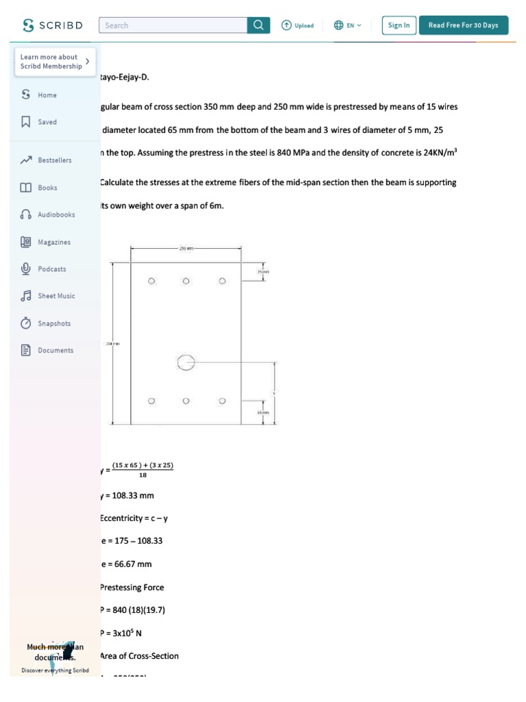 PDF Sample Problems in Pre Stressed Concretepdf DD - PDF | PDF | Beam ...