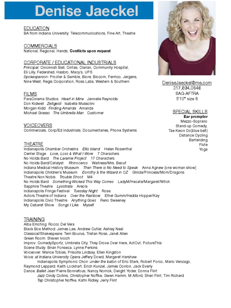 Denise Jaeckel Resume 2020 | PDF | Theatre | Entertainment (General)