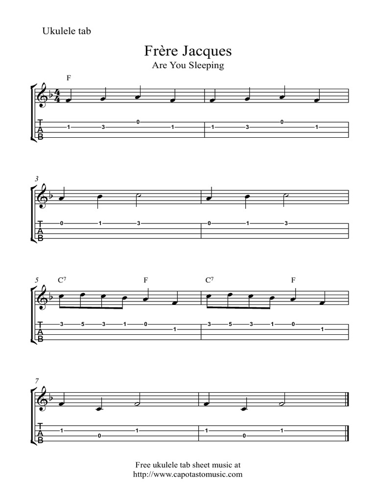 Frere Jacques Ukulele Tab | PDF