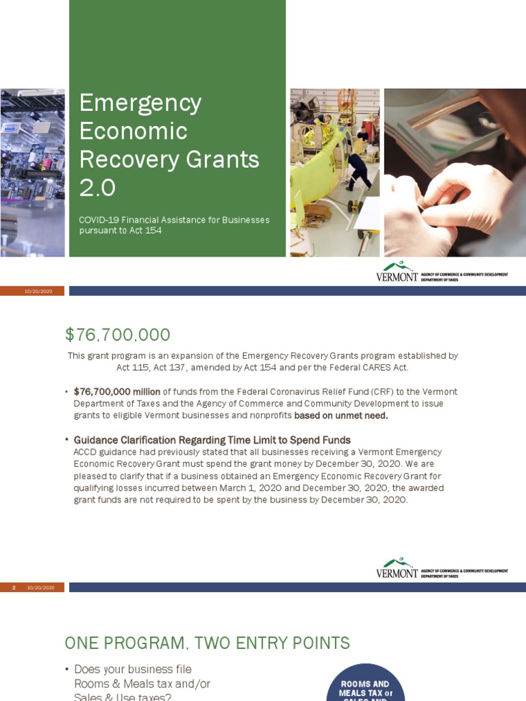 Expanded Economic Recovery Grants Overview Webinar Slides | PDF | Tax ...
