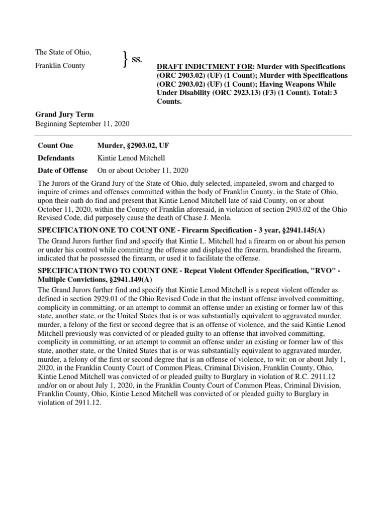 Mitchell Indictment | PDF | Plea | Burglary