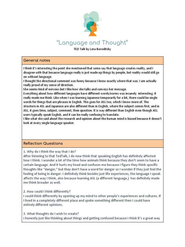 Language Shapes Thought: Insights from Lera Boroditsky | PDF | Idea ...