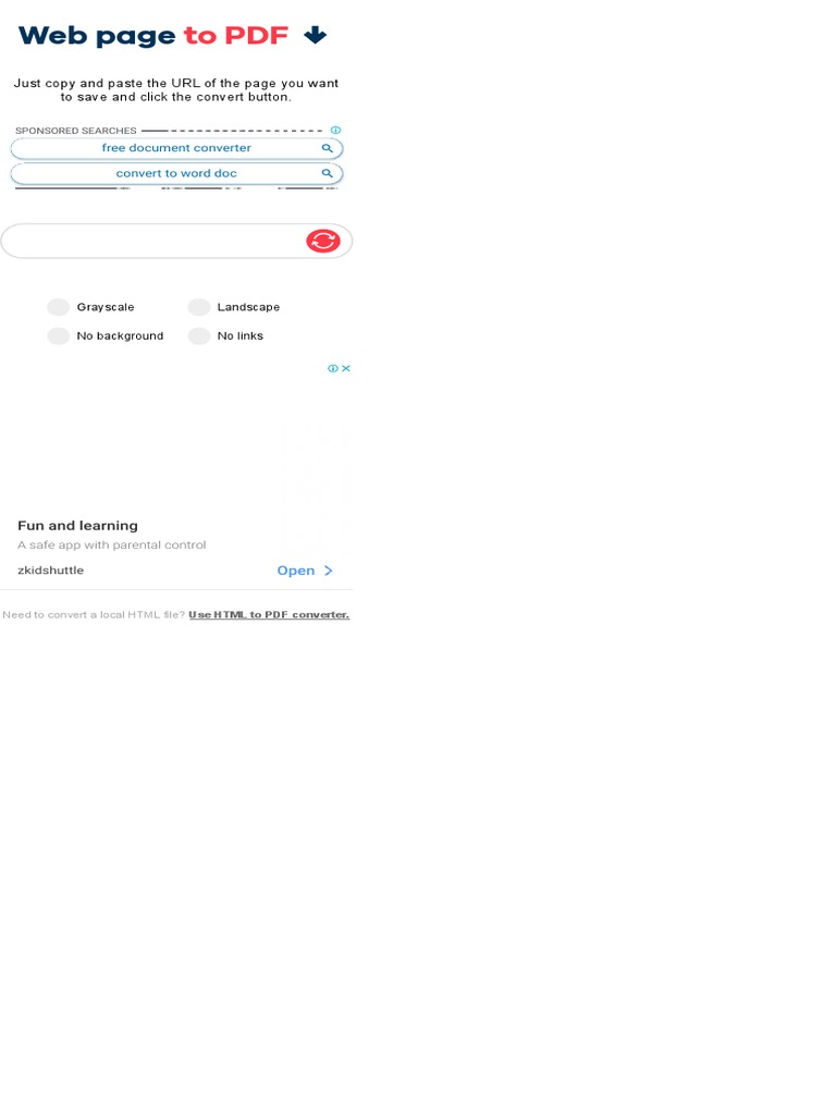 Webpage To PDF - Free Online Converter | PDF