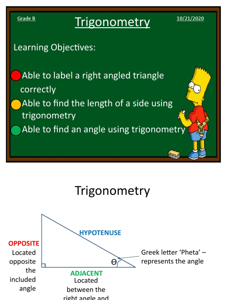 Grade B Trigonometry Class Notes 10/21/2020"TITLE"Angles of Elevation ...