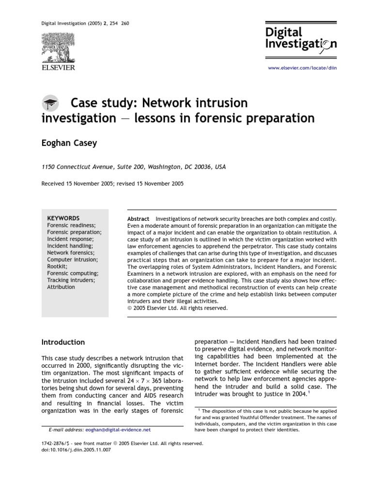 Casey Network Intrusion Investigation Case Study | PDF | Crime Scene ...