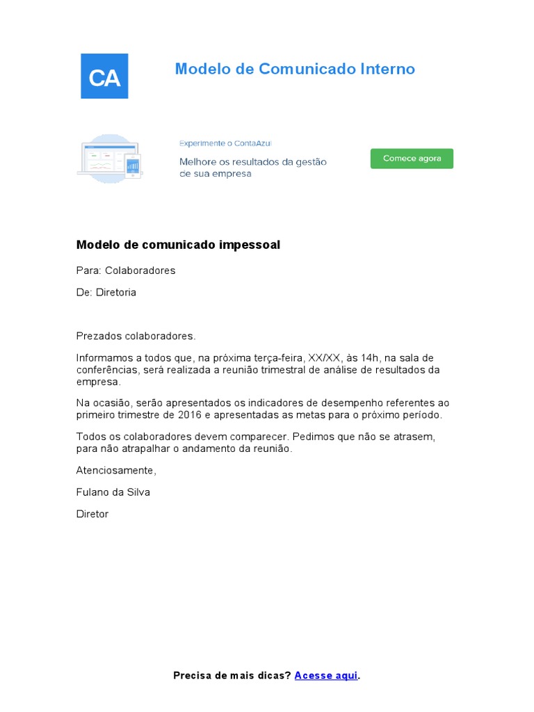 Modelo Comunicado Interno | PDF