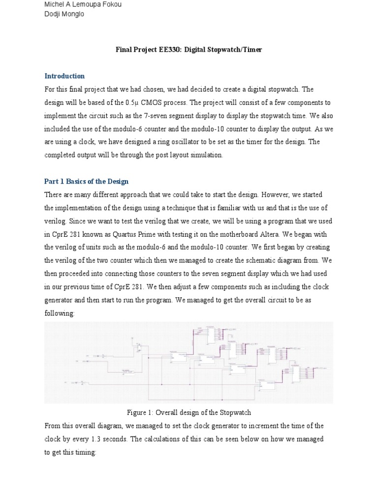 Final Project Ee330 - Digital Stopwatch | PDF | Digital Technology ...