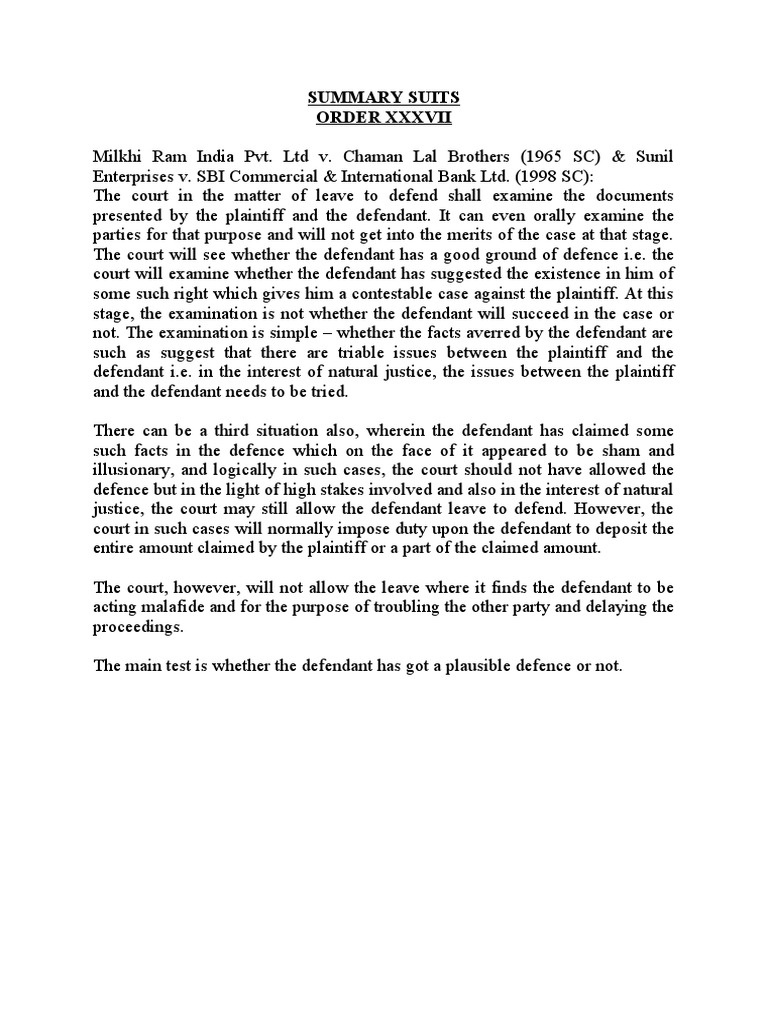 SUMMARY SUITS - Lecture 33 | PDF