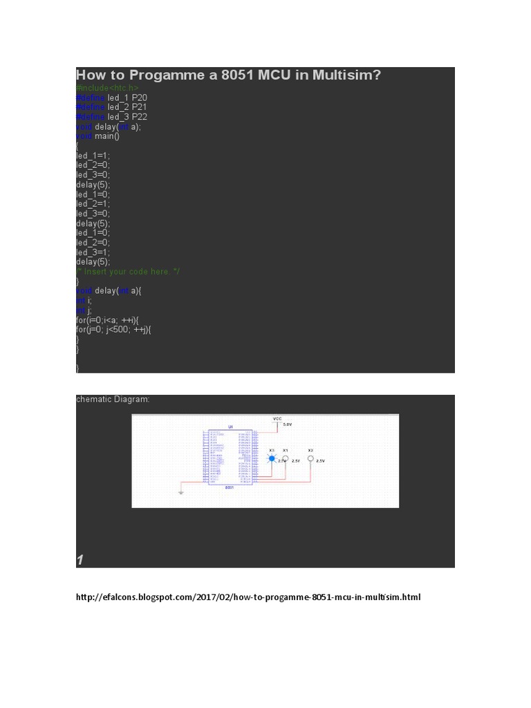 How To Progamme A 8051 MCU in Multisim | PDF