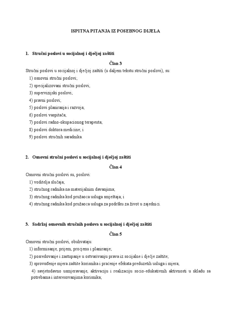 NOVO - Ispitna Pitanja Iz Posebnog Dijela | PDF