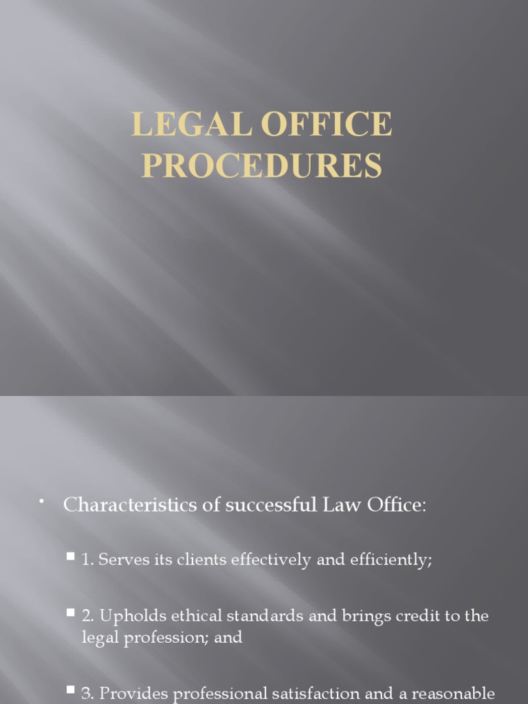 Legal Office Procedures 1 | Download Free PDF | Law Firm | Paralegal