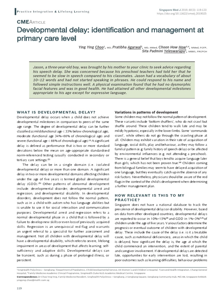 Developmental Delay: Identification and Management at Primary Care ...