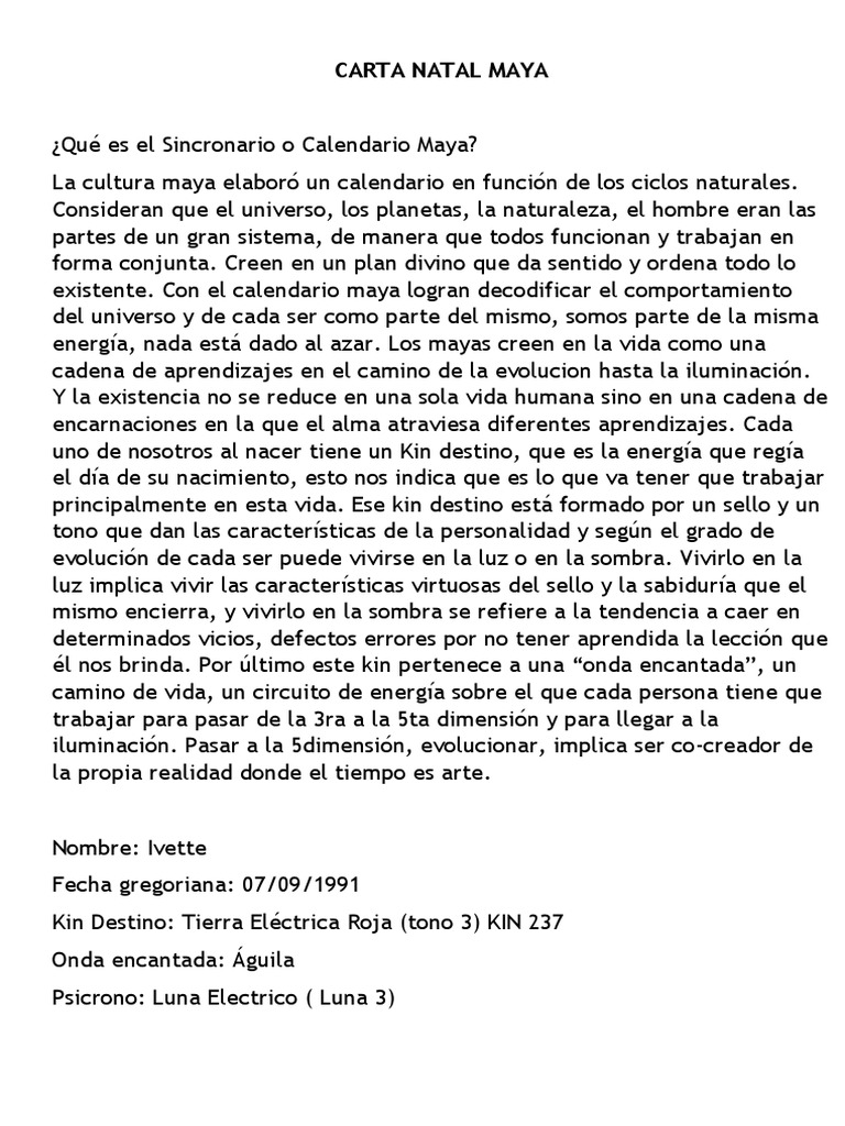Carta Natal Maya Ivette | PDF | Vida | Tierra