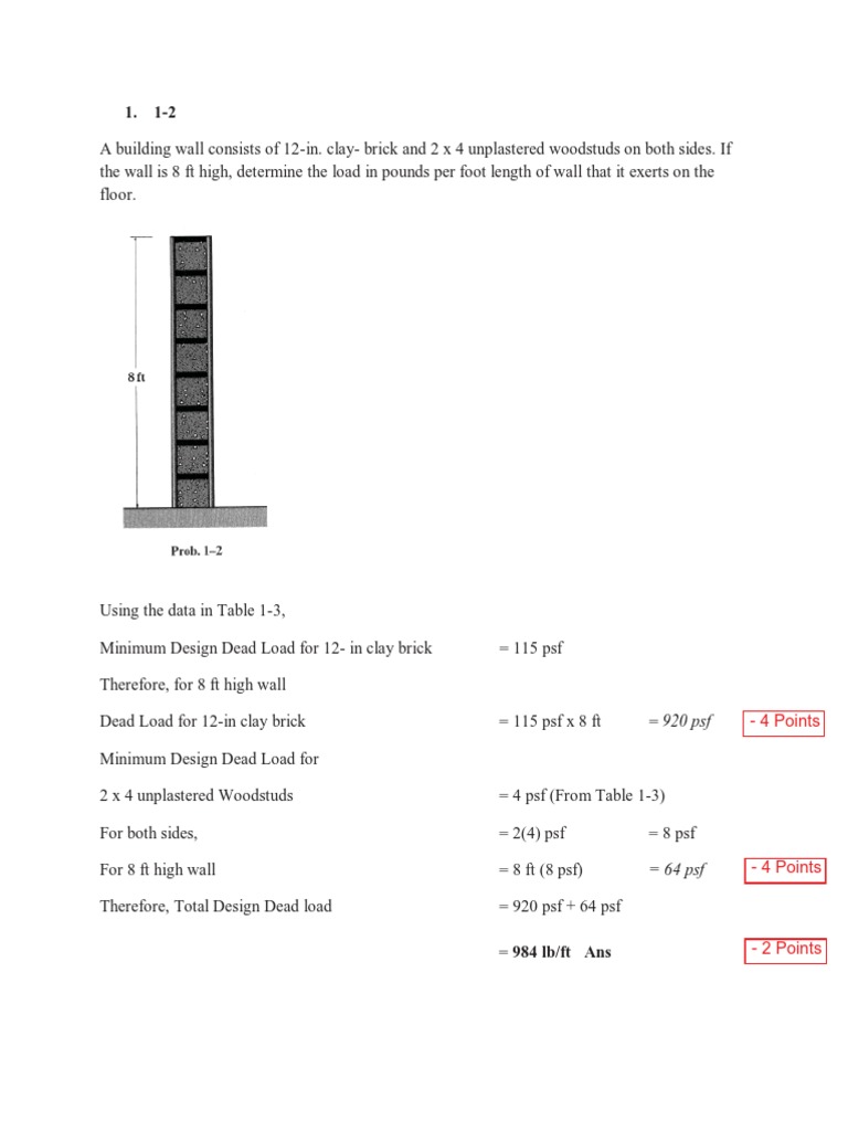 CE 371 HW1 - Solution | PDF | Wall | Building Engineering