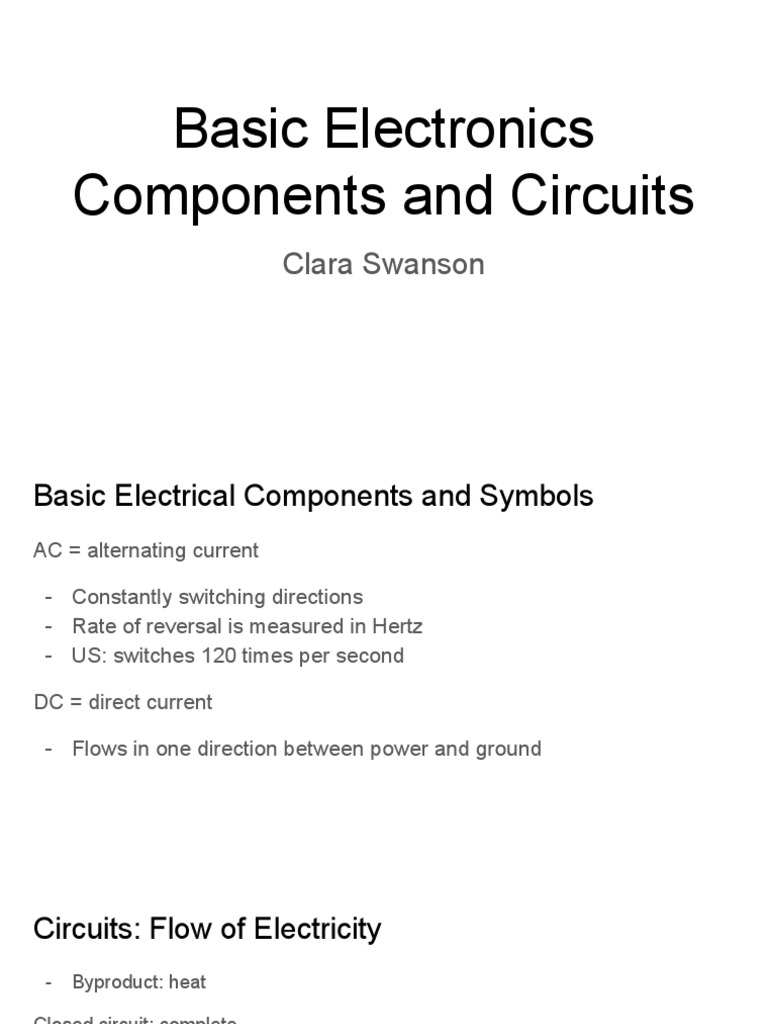 Clara Swanson - Basic Electronics Components and Circuits | PDF
