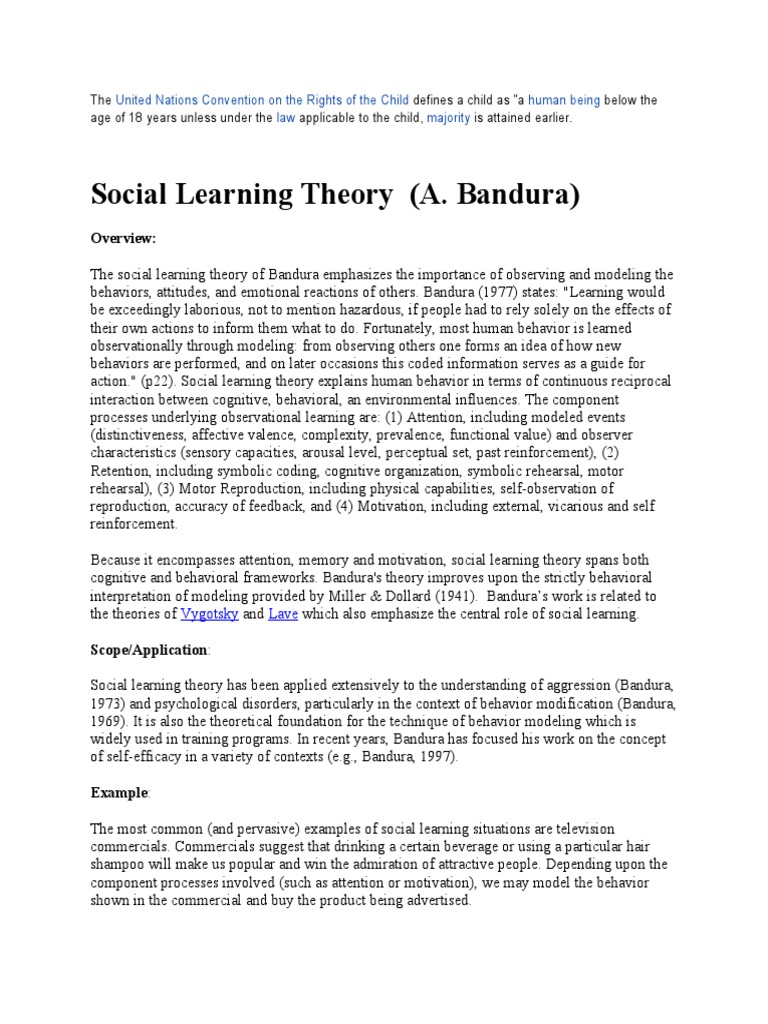 Social Learning Theory (A. Bandura) : Overview | PDF | Learning Styles ...