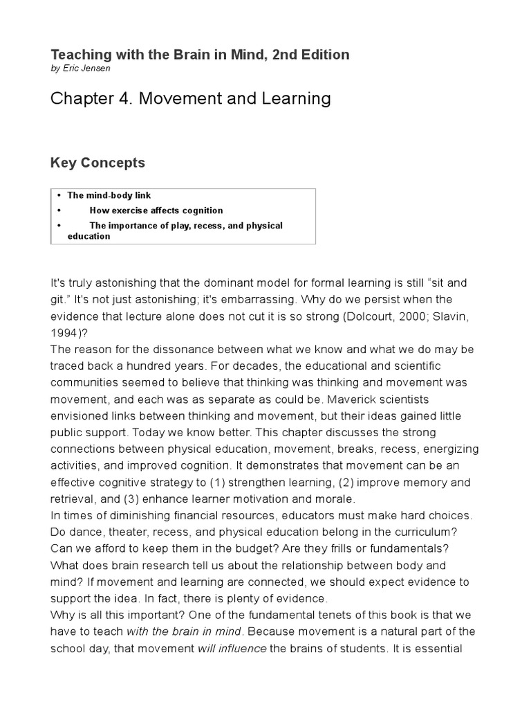 Chapter 4. Movement and Learning: Teaching With The Brain in Mind, 2nd ...