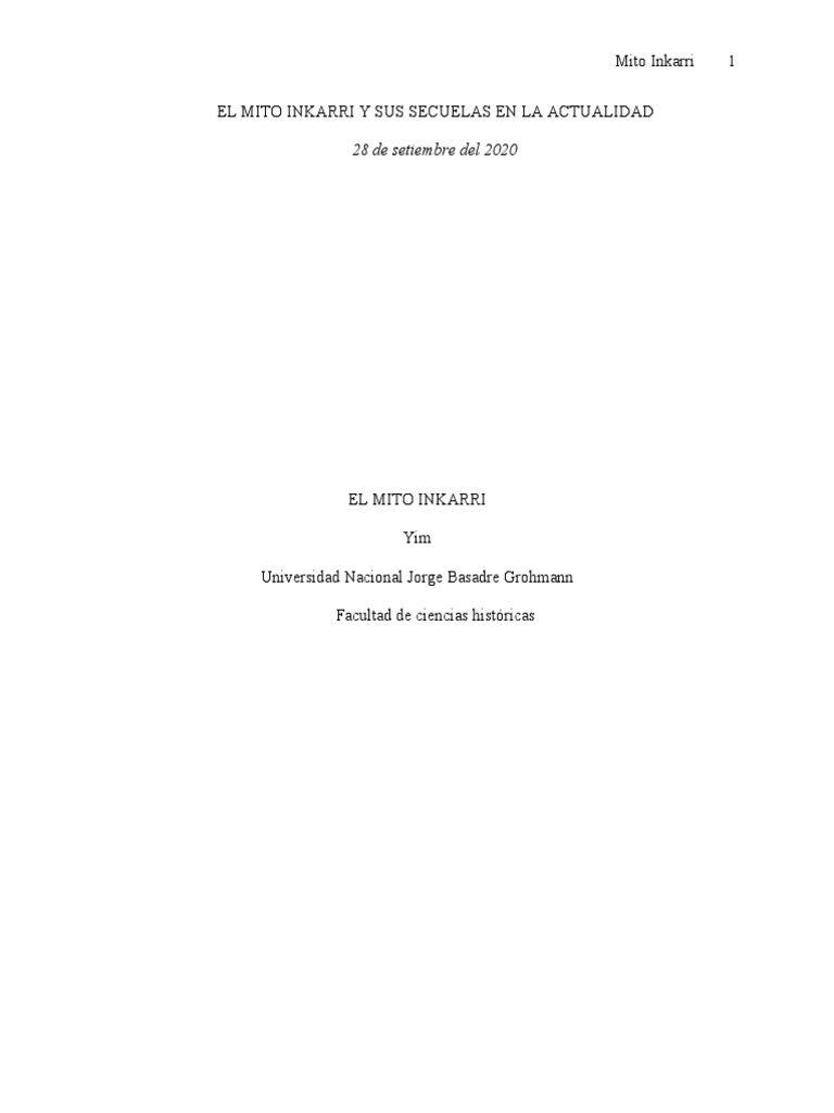 Mito Inkarri: Resurrección y Memoria Colectiva | PDF | Imperio Inca ...
