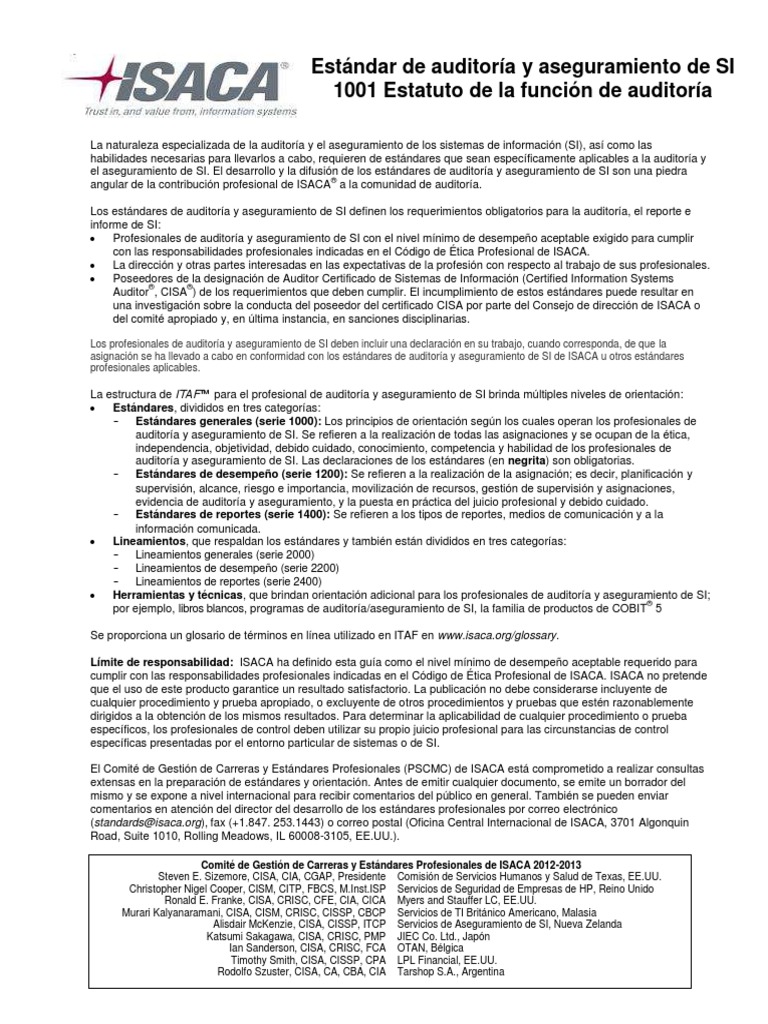 It Audit Standards and Guidelines - 0820 - Spanish PDF | PDF ...