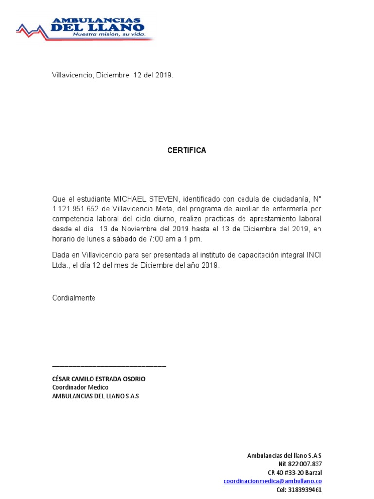 Certificado Inci | PDF