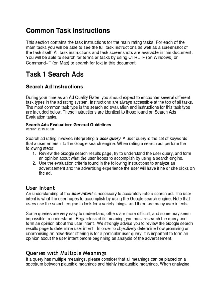 Common Task Instructions | PDF | Web Search Engine | Business