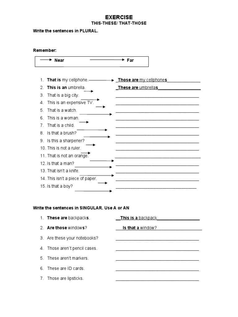 EXERCISE Demonstrative-Adjectives | PDF