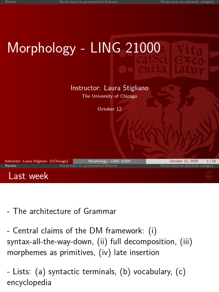 Morphology - LING 21000: Instructor: Laura Stigliano | PDF | Morphology ...