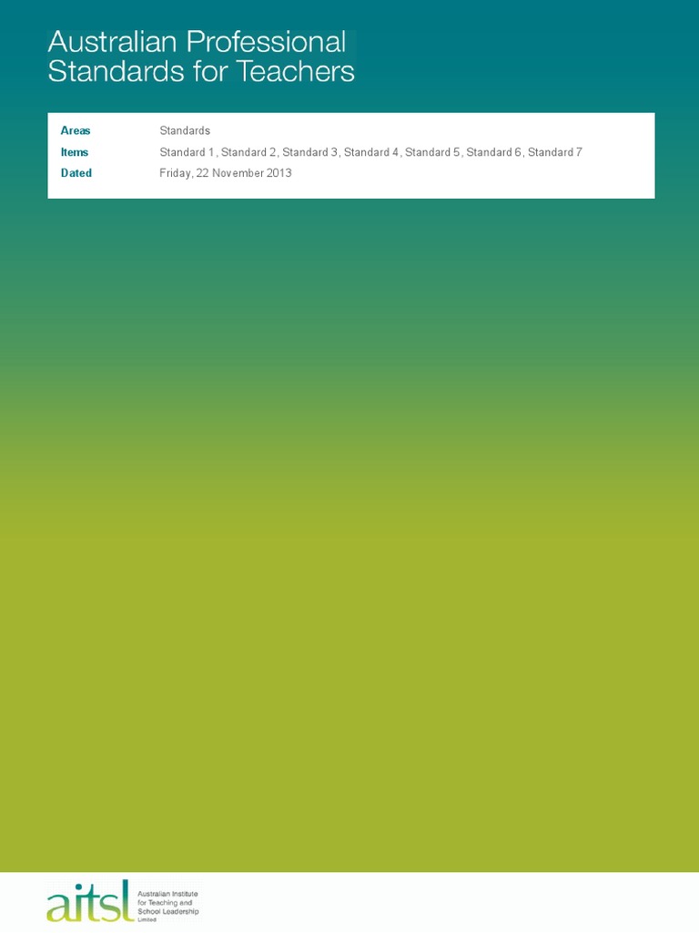 AITSL Standards | PDF | Educational Assessment | Educational Technology