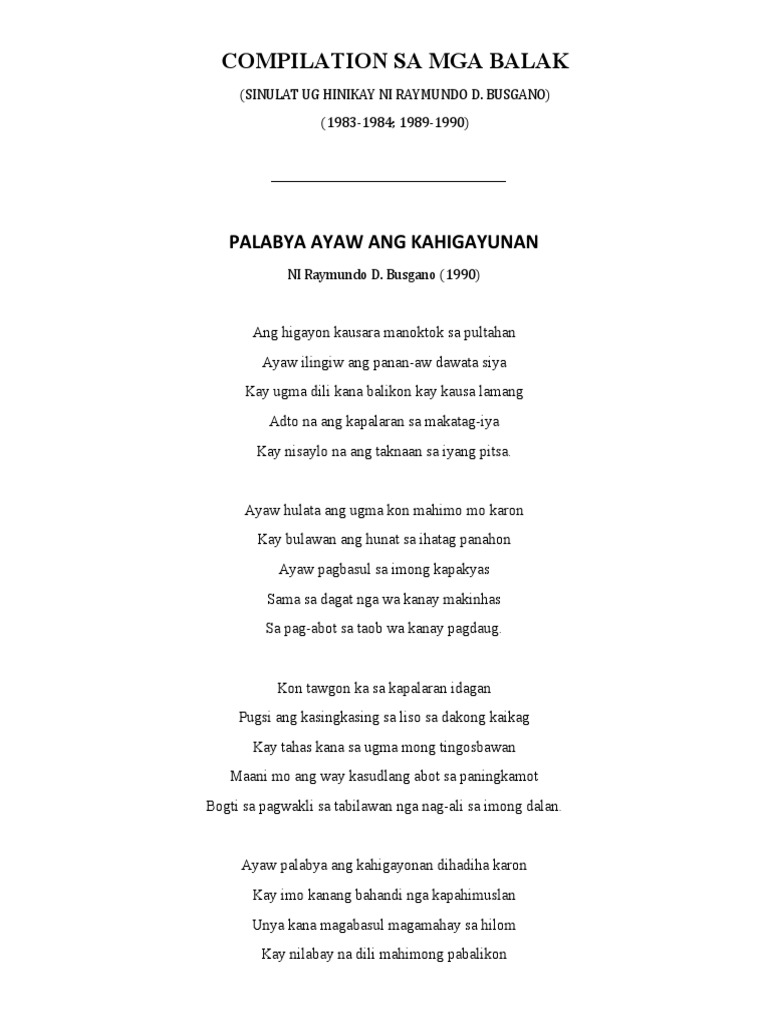 Compilation Sa Balak | PDF