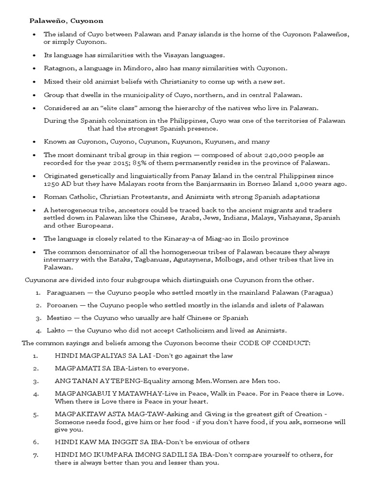 Tribes of Palawan | PDF | Ethnic Groups