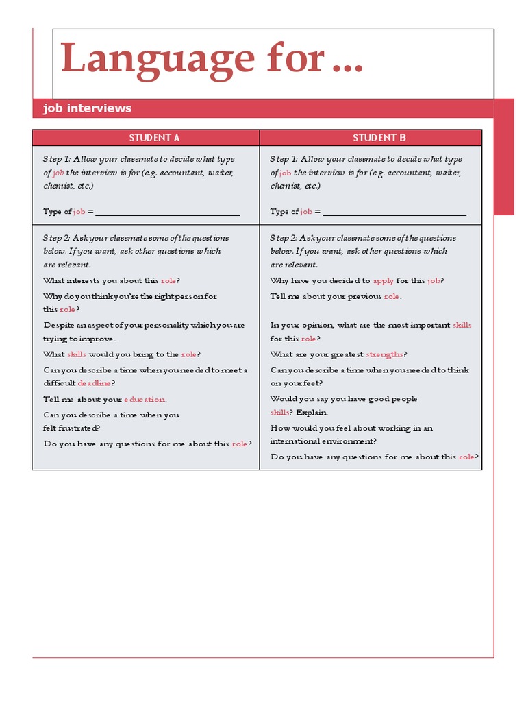 The Activity Worksheet | PDF | Job Interview | Adjective