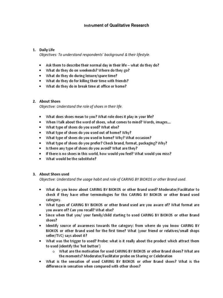 Instrument of Qualitative Research | PDF | Feeling | Brand