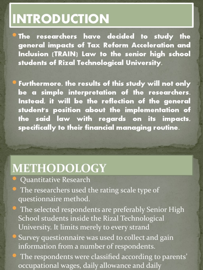 TRAIN LAW Findings | PDF | Taxes | Questionnaire