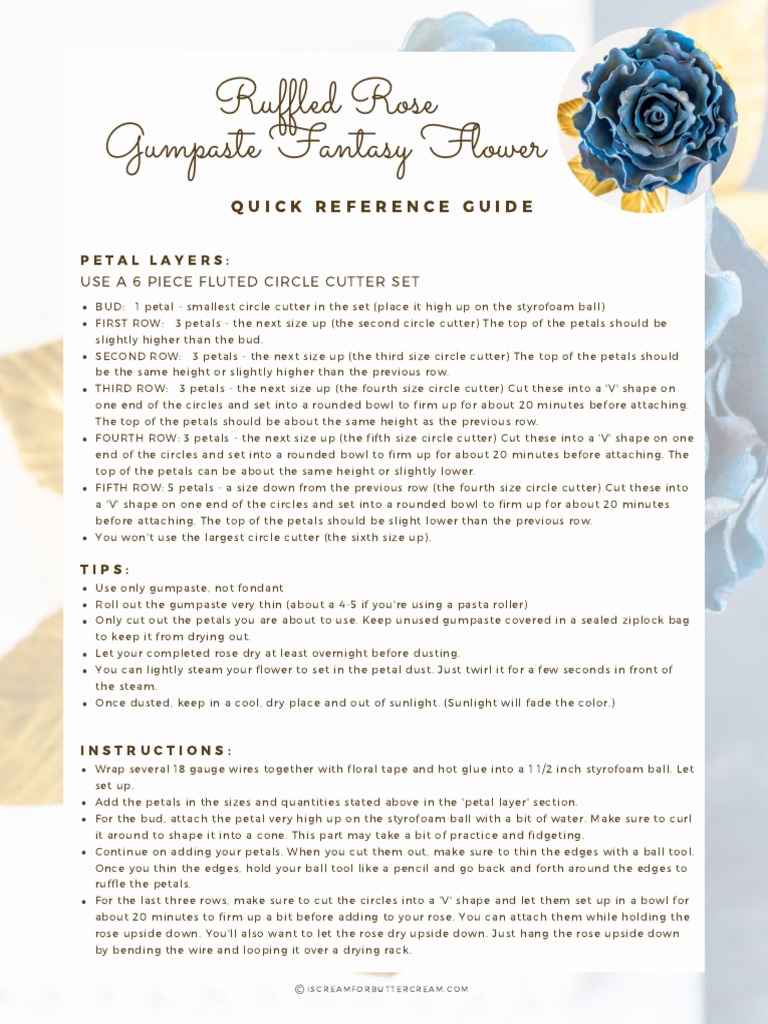 Gumpaste Ruffled Rose Tutorial | PDF | Petal | Nature