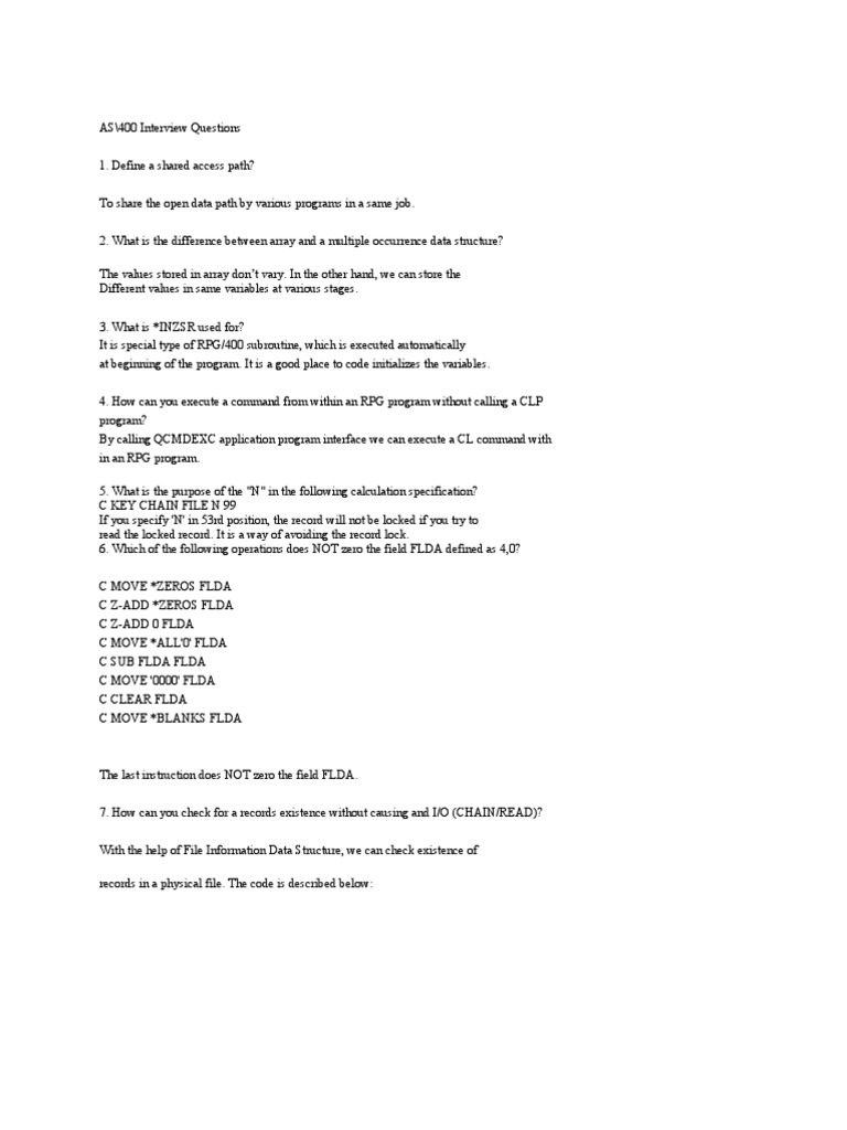 As400 Faq | PDF | C (Programming Language) | Ibm Rpg