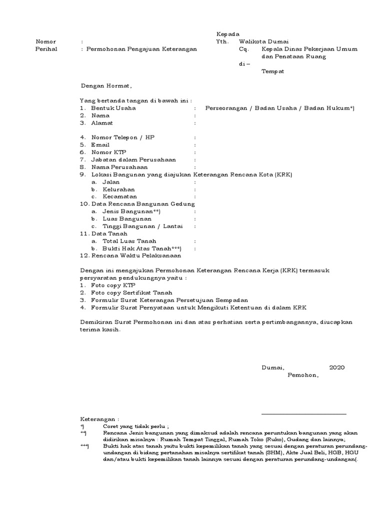 Form Izin IMB KRK | PDF
