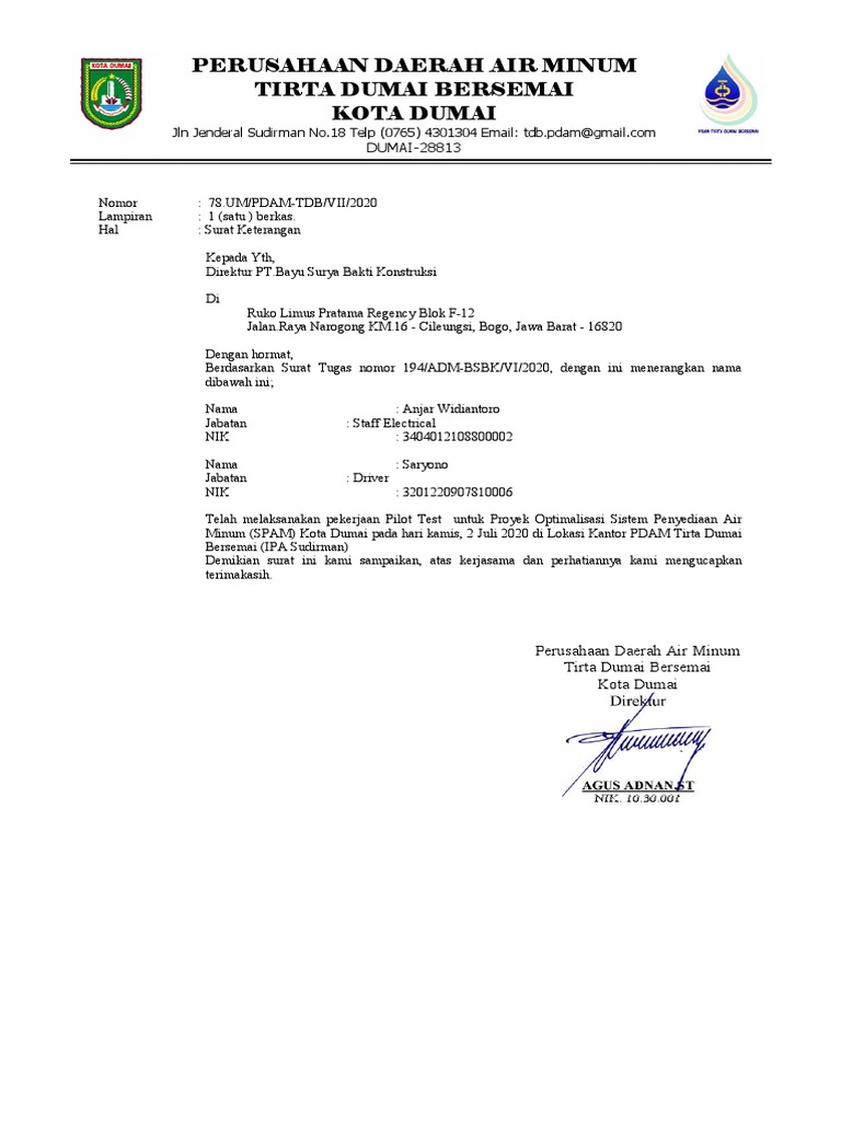 KOP Surat PDAM F4 | PDF