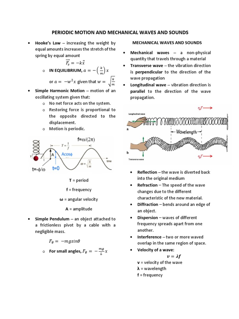 Periodic Motion and Mechanical Waves and Sounds | PDF | Wavelength | Waves