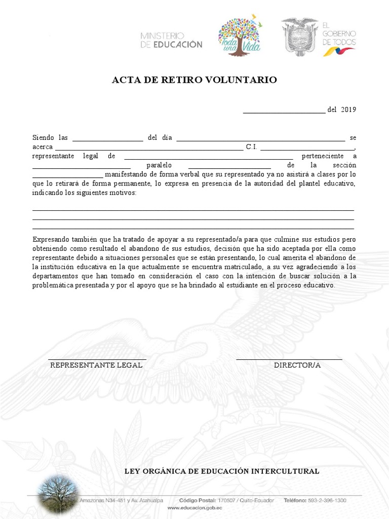 Acta de Retiro | PDF | Institución | Responsabilidad