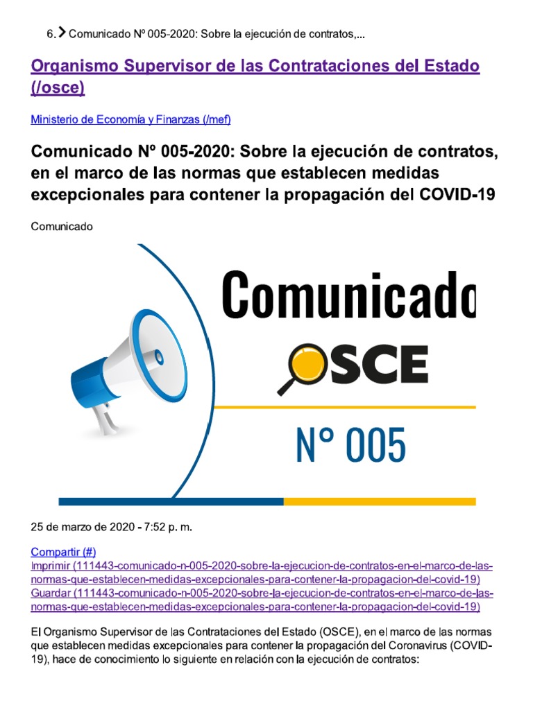Comunicado #005-2020 OSCE PDF | PDF
