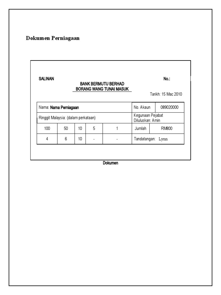 Slip Bank Borang Wang Masuk2 | PDF