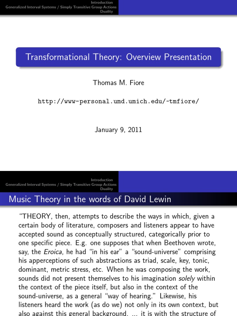 Introduction to Mathematical Music Theory: Generalized Interval Systems ...