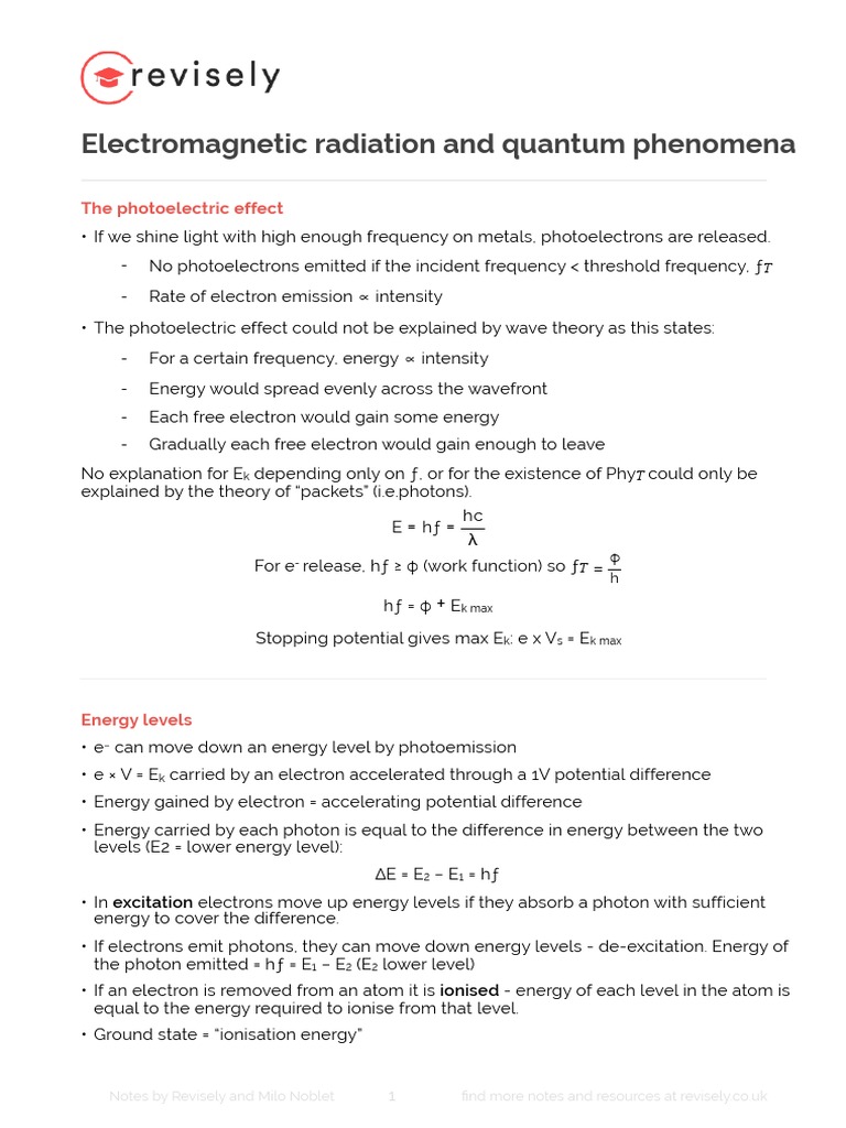 Electromagnetic Radiation PDF | PDF | Photoelectric Effect | Photon
