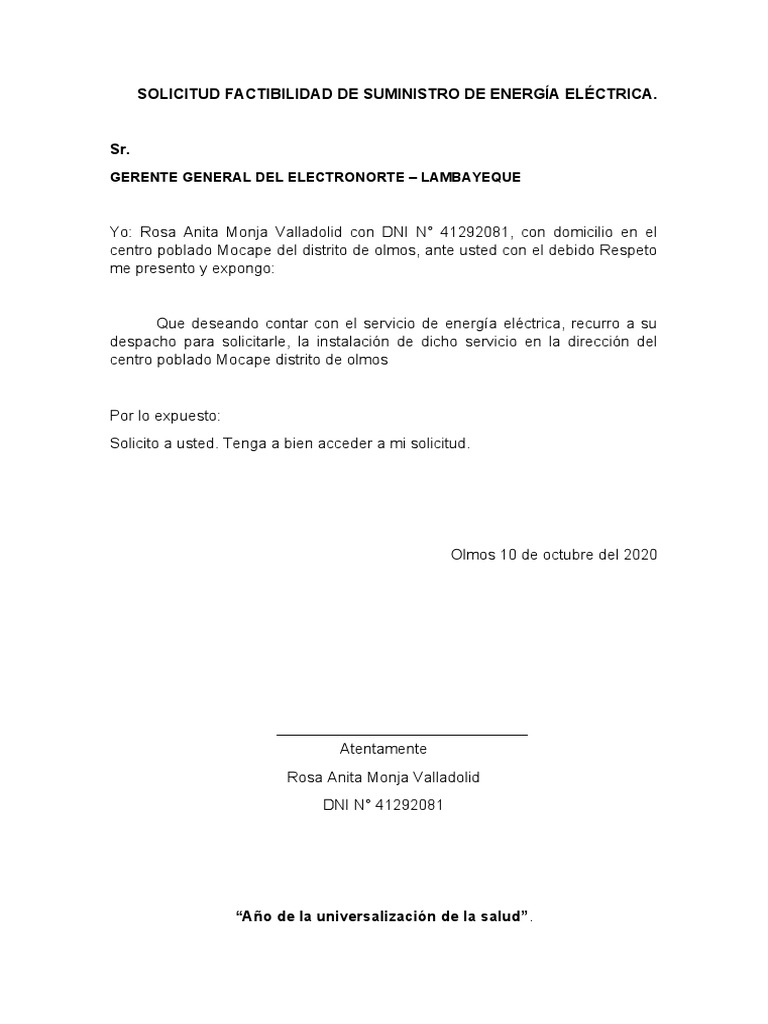 SOLICITUD para Luz | PDF