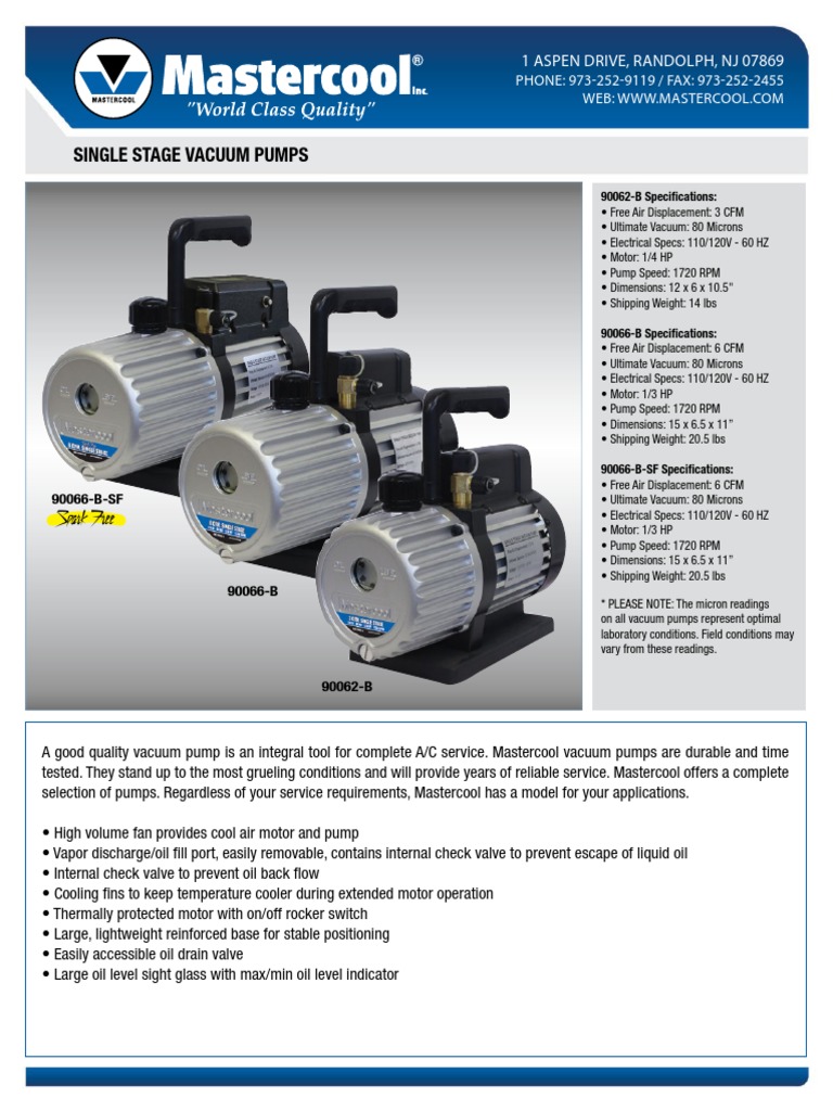 Bomba Mastercool 90066-B-FLIER | PDF | Vacuum | Pump