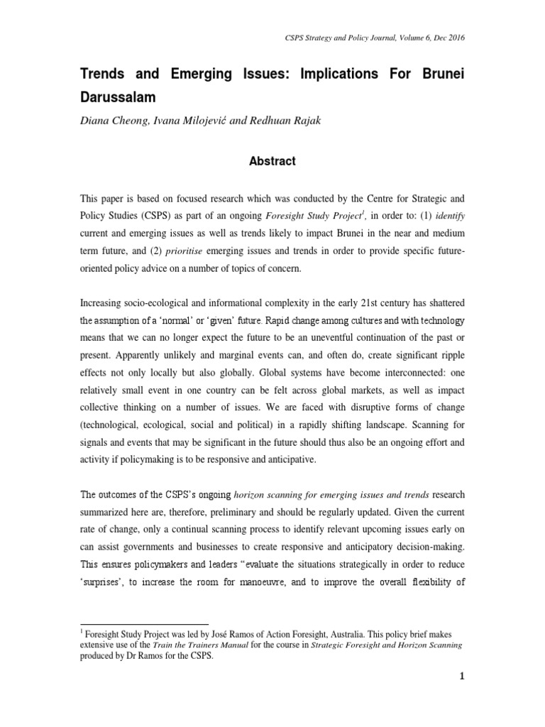 Emerging Trends Impacting Brunei | PDF | Unemployment | Social Science