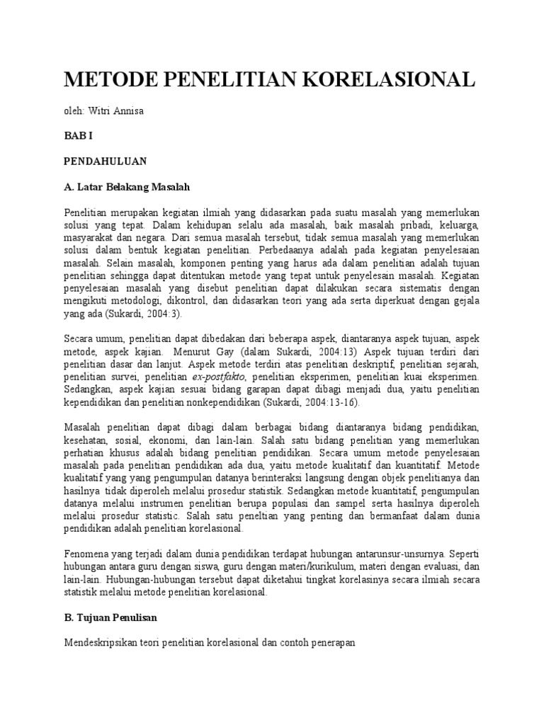 Metode Penelitian Korelasional | PDF